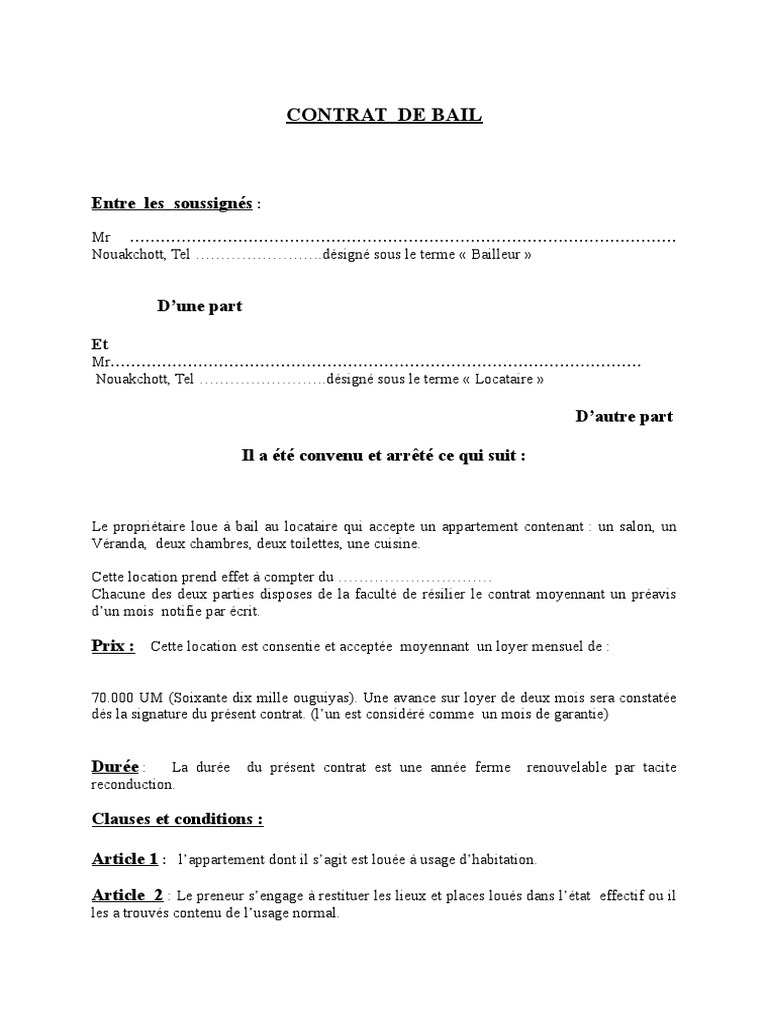 Contrat de Bail | PDF | Justice | Crime et violence