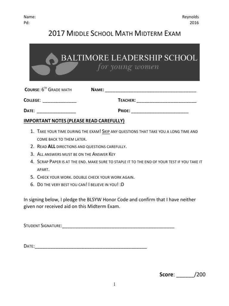 6th Grade Math Final | PDF | Fahrenheit | Fraction (Mathematics)
