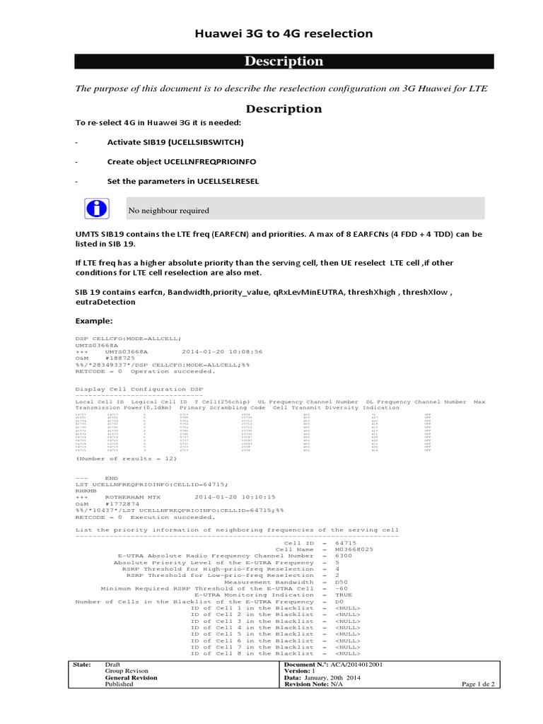 3G to 4G Reselection Guide | PDF | Lte (Telecommunication) | 4 G