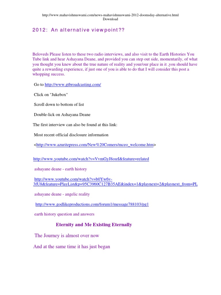2012 Doomsday: Alternative Perspectives | PDF | Self | Time
