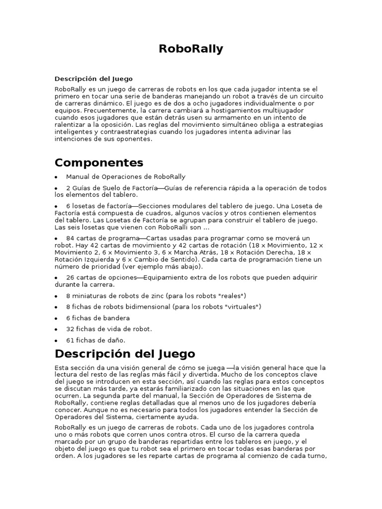 ROBORALLY | PDF | Robot | Robótica