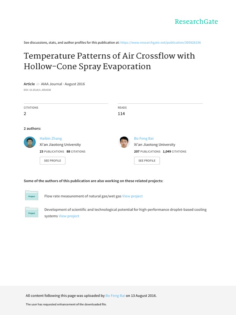 Temperature Patterns of Air Crossflow With Hollow-Cone Spray ...