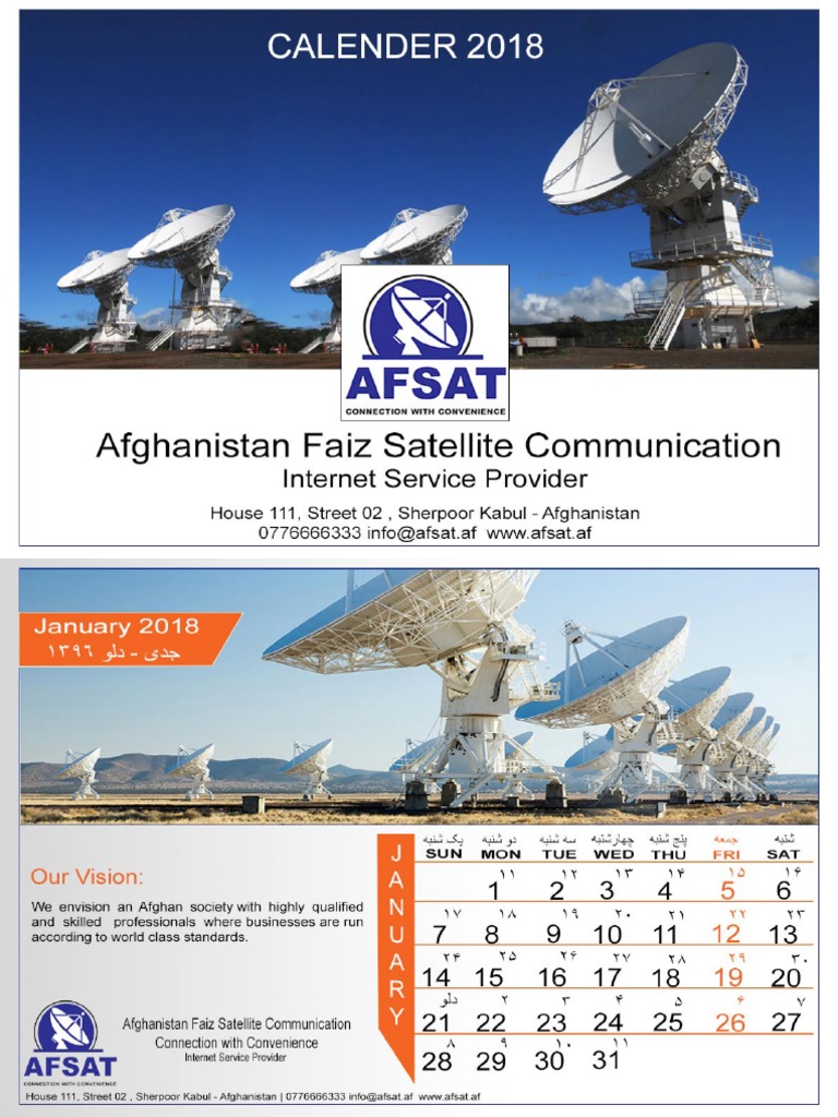 Calendar 2018 - Afghanistan Faiz Satellite Communication (AFSAT ...