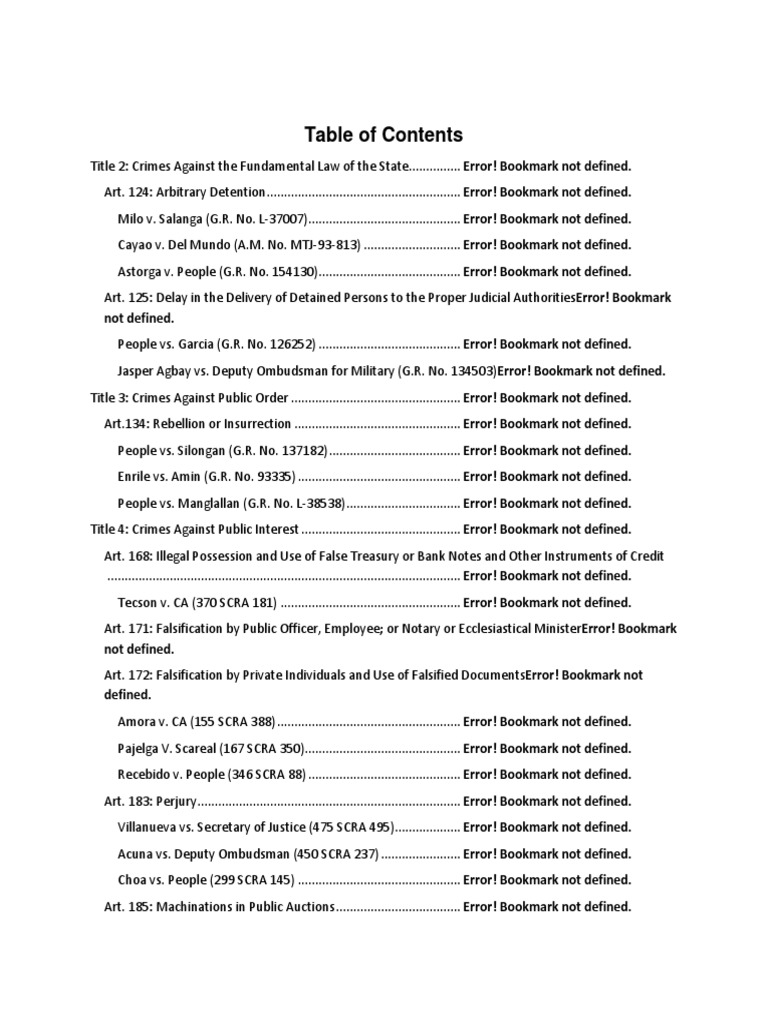 Table of Contents | Criminal Law | Government