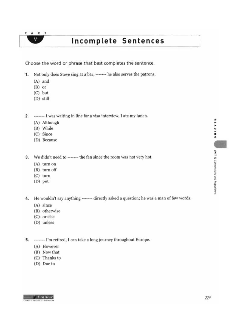 Conunction Unit 12 Starter TOEIC 3rd Edition | PDF