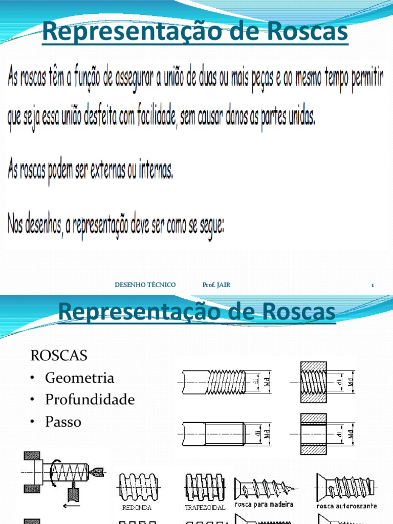 Representação de Roscas em Desenho Técnico | PDF | Clima | Esportes