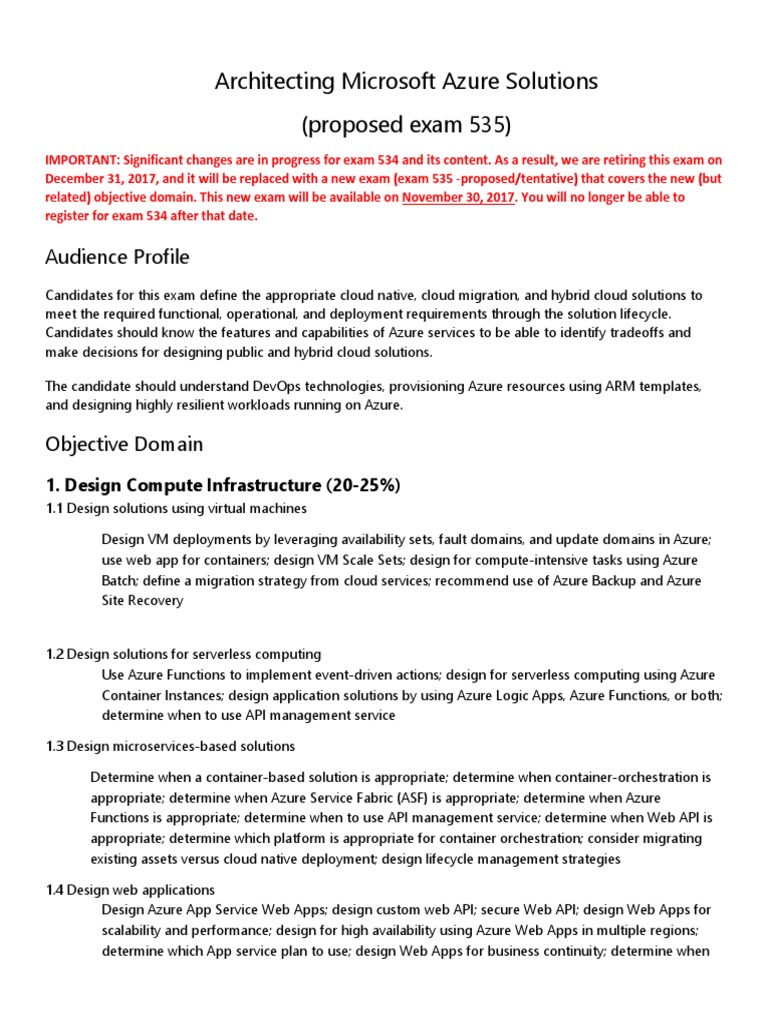 Architecting Microsoft Azure Solutions | PDF | Microsoft Azure | Cloud Computing