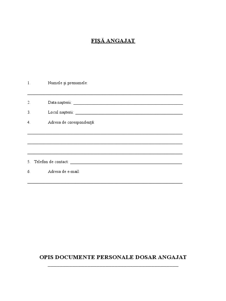Opis Dosar Personal | PDF