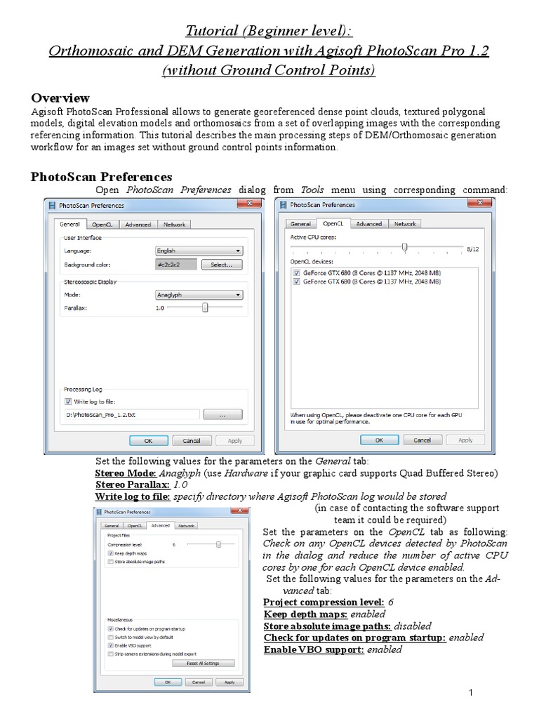 Generating Accurate Orthomosaics and DEMs from Unreferenced Images Using Agisoft PhotoScan | PDF ...
