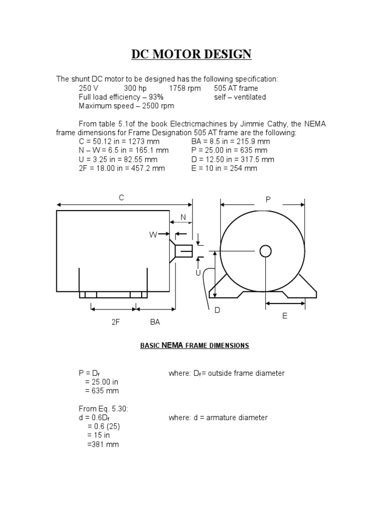 DC Motor Design: Basic Frame Dimensions | PDF | Inductor | Electrical ...