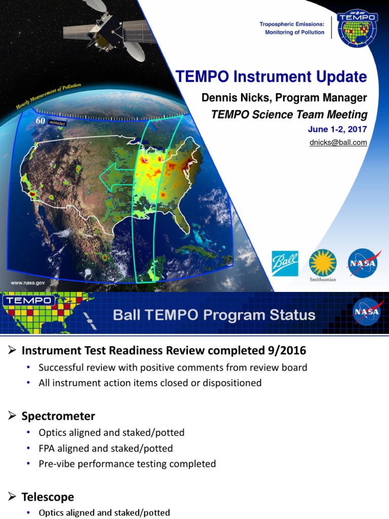 TEMPO Instrument Update: Dennis Nicks, Program Manager | PDF | Signal ...