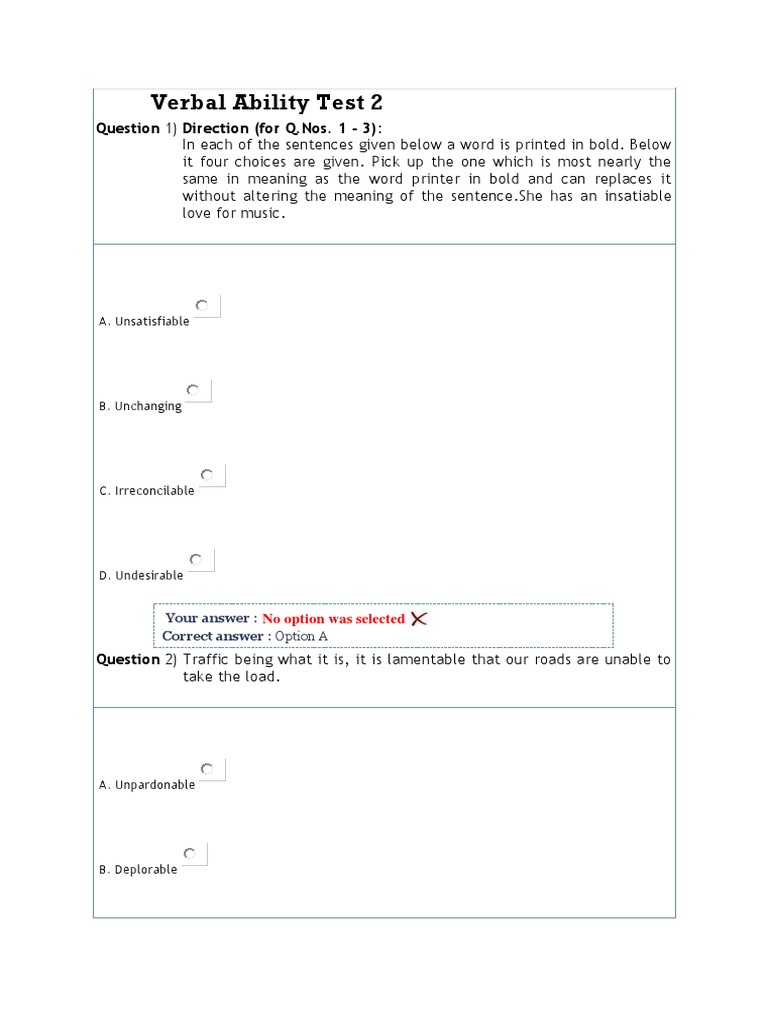 Verbal Ability Test 2 | PDF | Analogue Electronics | Digital Signal