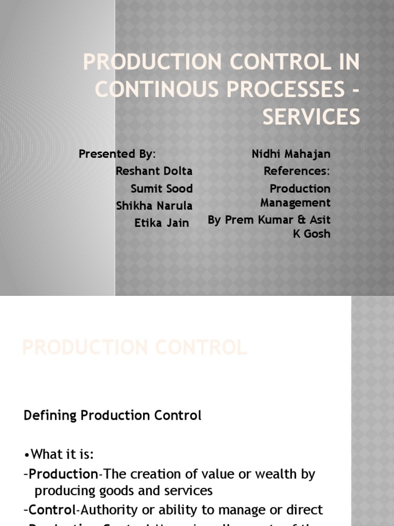 Production Control in Continous Processes - Services | PDF | Test ...
