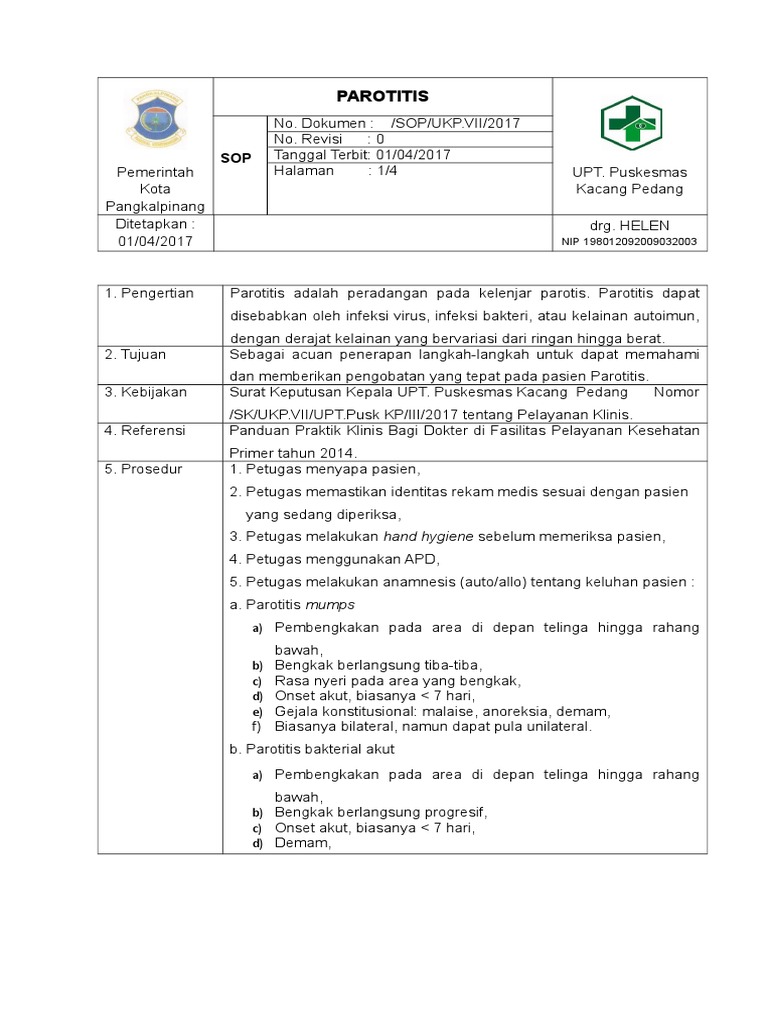 Sop Parotitis e | PDF