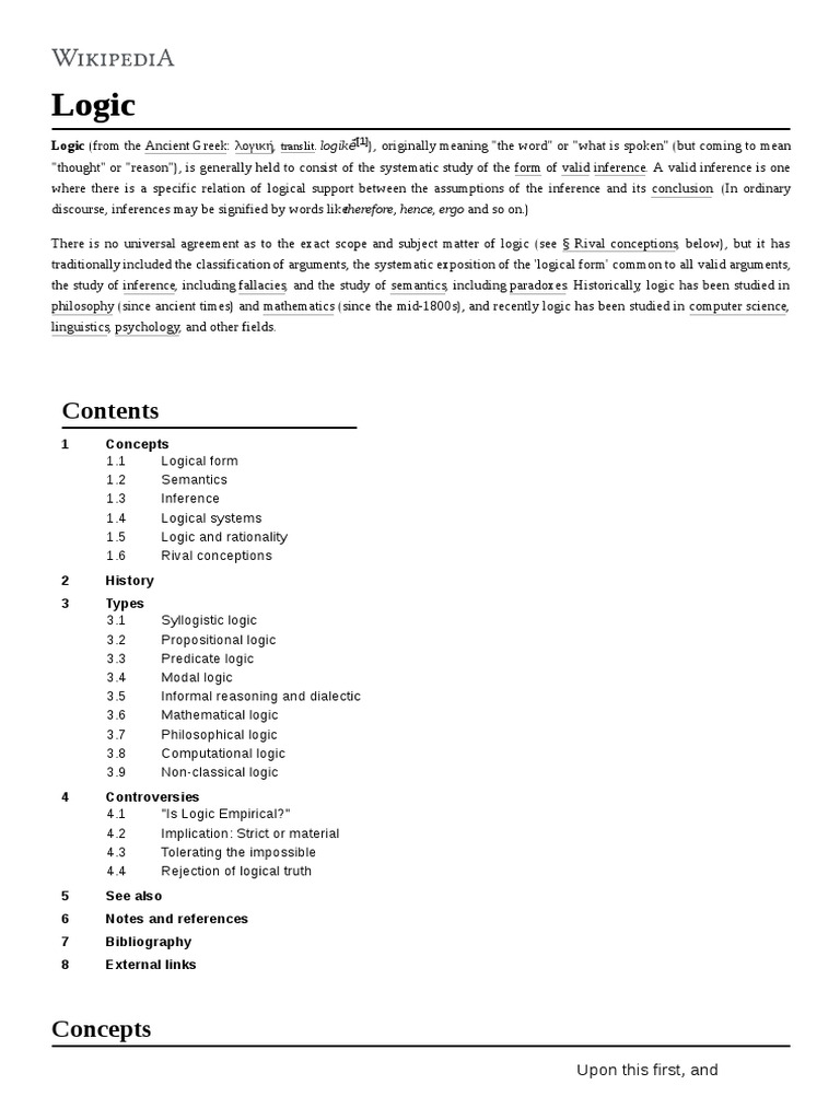 Logic: Logic (from the Ancient Greek: λογική, | PDF | Logic ...