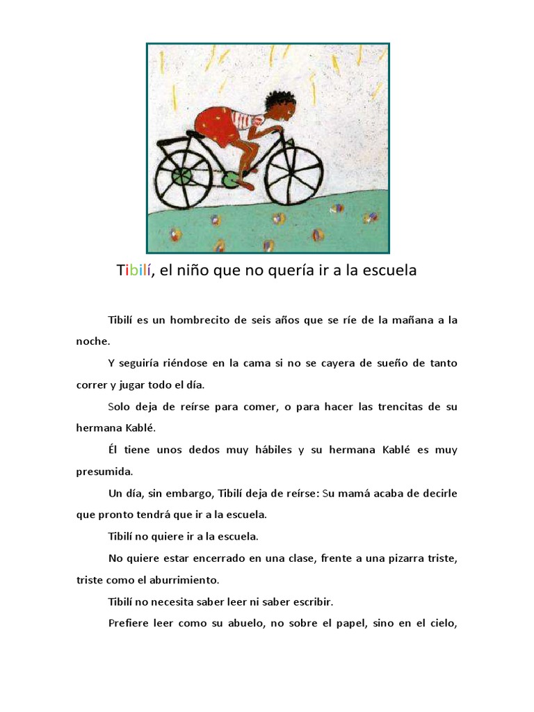 Tibili, El Niño Que No Quería Ir A La Escuela PDF | PDF | Ocio