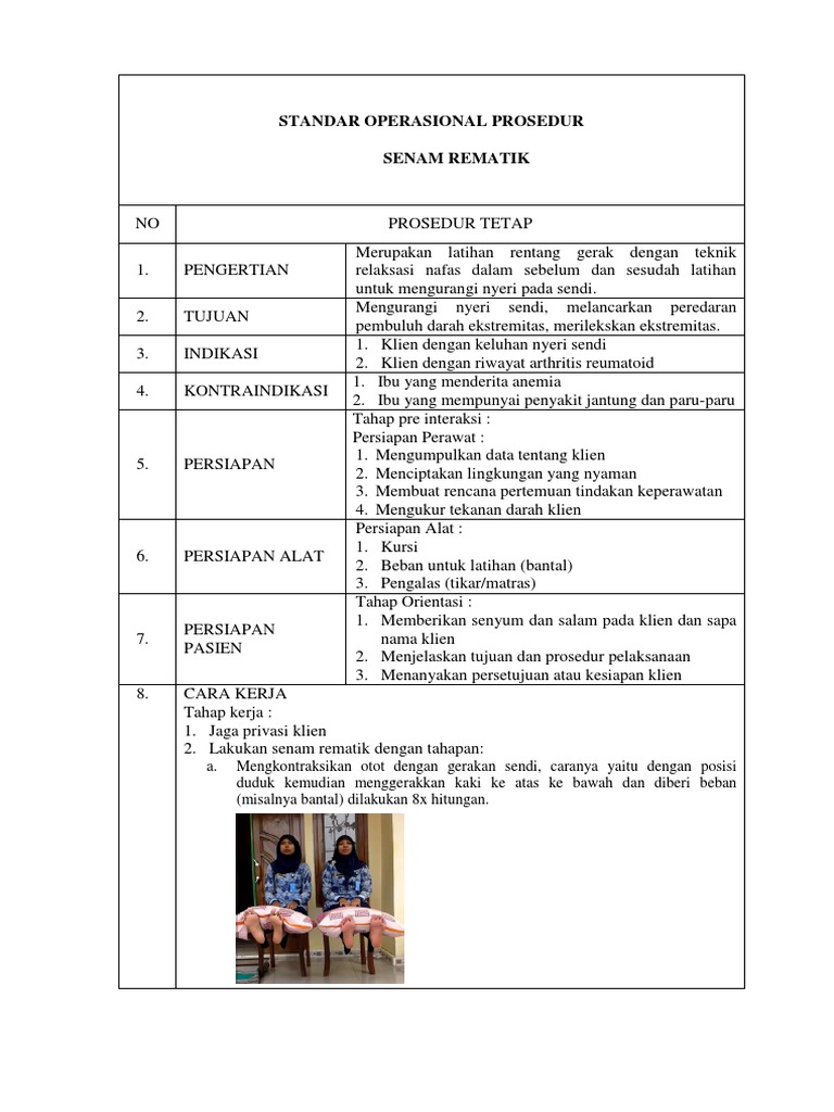 SOP Senam Rematik | PDF