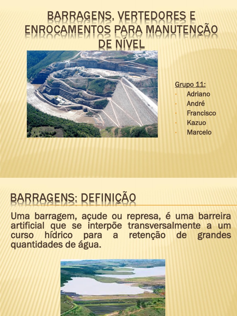 Barragens e Vertedouros: Tipos e Funções | PDF | Vertedouro | Barragem