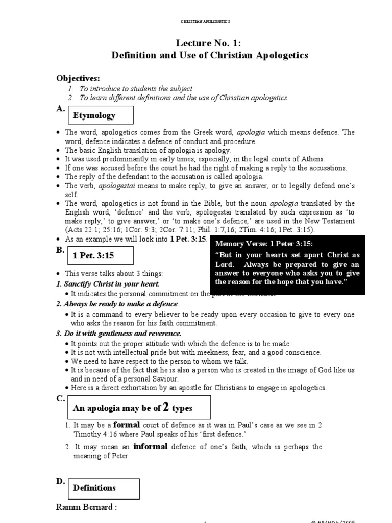 Apologetics Lectures 05 | PDF | Christian Apologetics | Apologetics