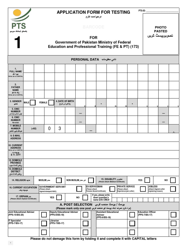 Pso App Form IT Specialist | PDF | Diploma | Test (Assessment)