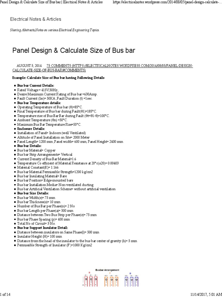 Panel Design and Calculate Bus Bar Size | PDF | Insulator (Electricity ...