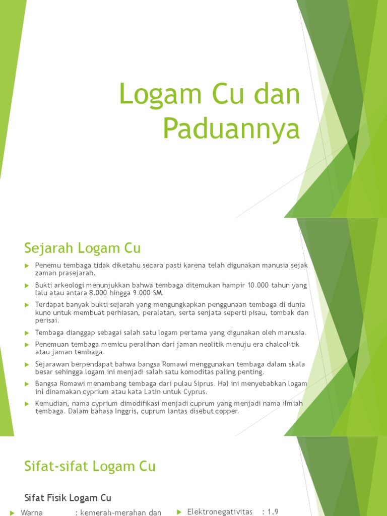 Logam Cu: Sejarah dan Sifatnya | PDF