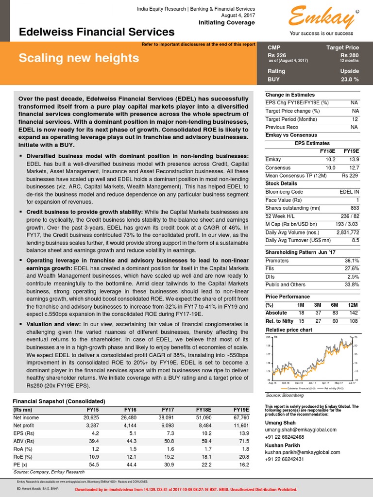 Edelweiss Financial Services Initiating Coverage Scaling New Heights ...