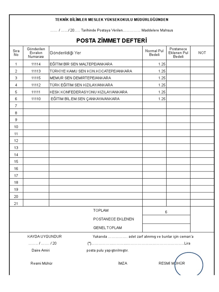 Posta Zimmet | PDF