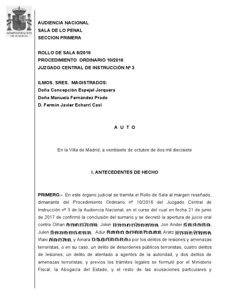 Auto Admision Prueba | PDF | Evidencia (ley) | Ley procesal