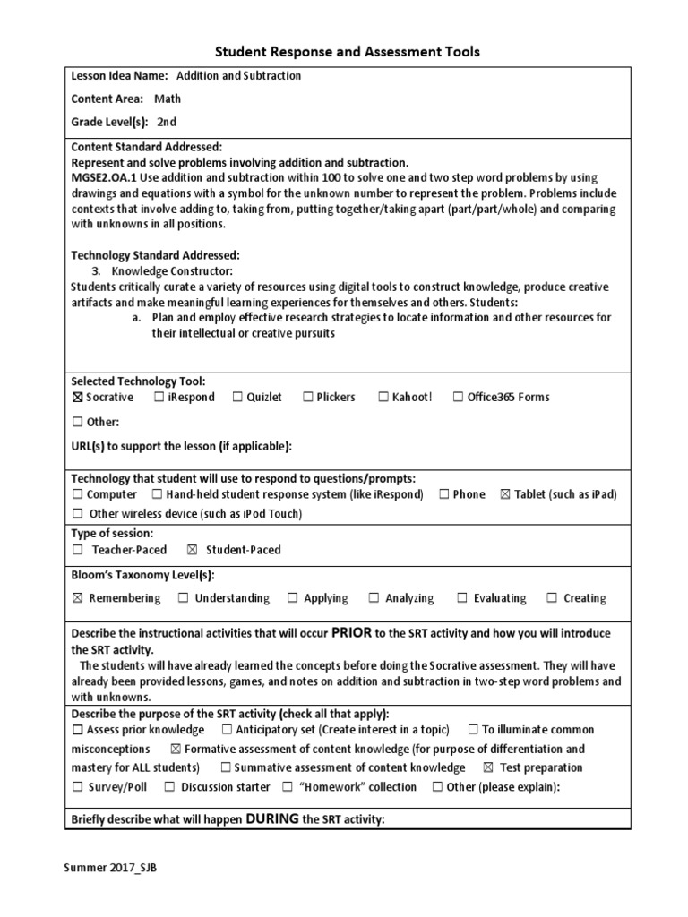 Student Response Tools Lesson Final | PDF | Educational Assessment ...