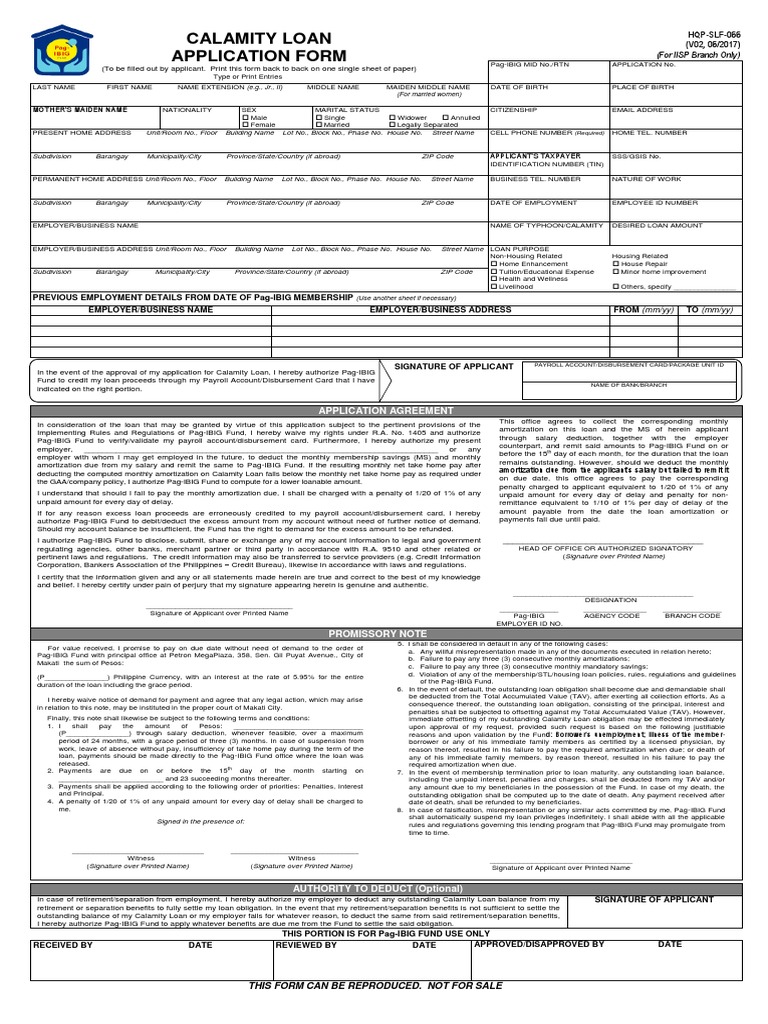 Calamity Loan Application Form | PDF | Loans | Interest