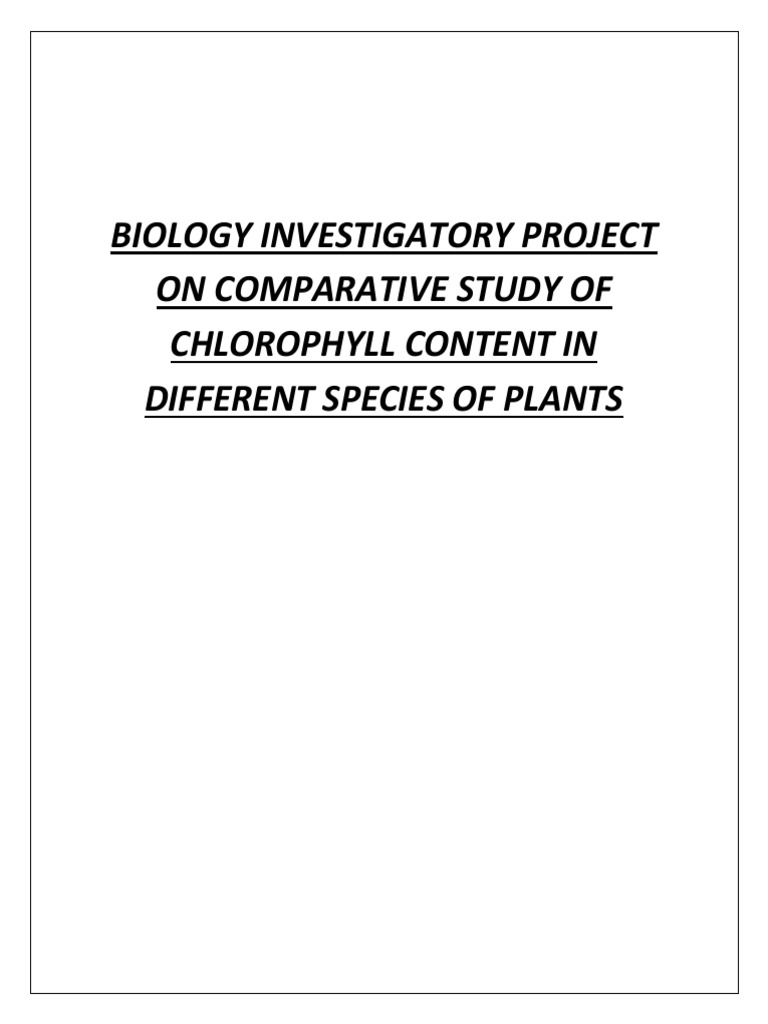 Biology Investigatory Project | PDF | Chlorophyll | Photosynthesis