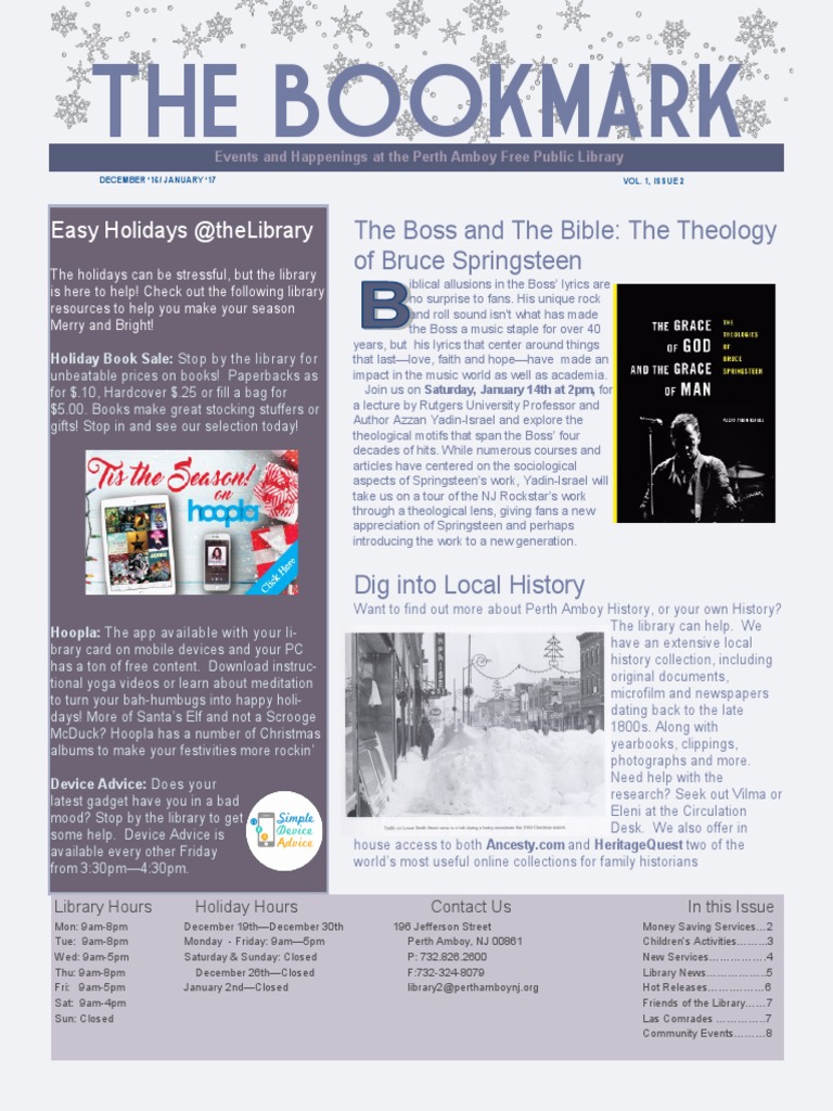 Perth Amboy Library Dec-Jan Newsletter PDF | PDF | Libraries | Public ...