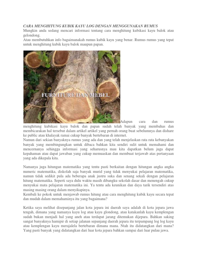 Cara Menghitung Kubik Kayu Log Dengan Menggunakan Rumus | PDF