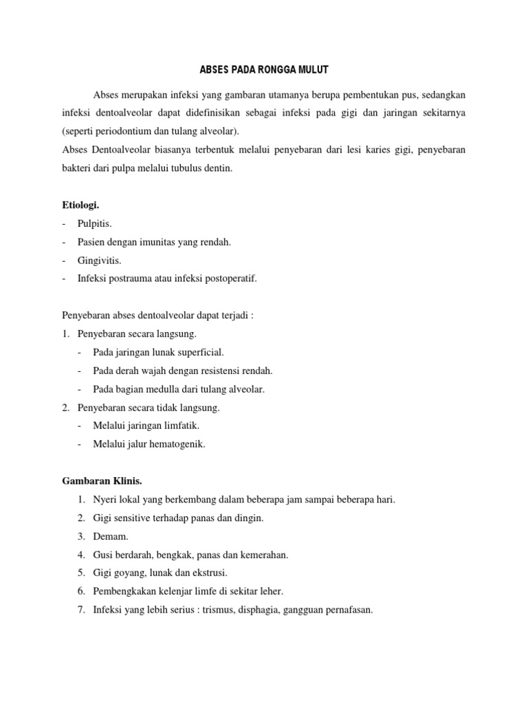 Abses Pada Rongga Mulut | PDF | Kesehatan Holistik | Sains & Matematika