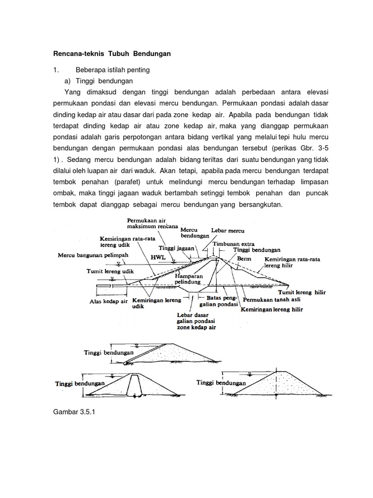 Rencanan Teknis Tubuh Bendung | PDF