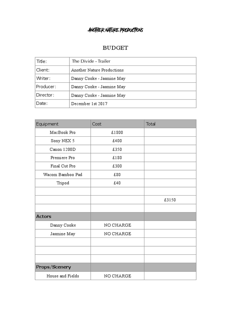 Budget: Actors | PDF