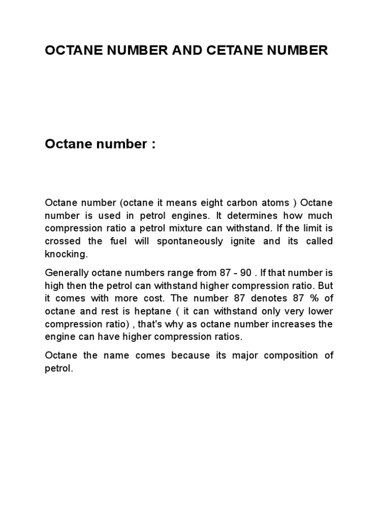 Octane Cetane Number | PDF