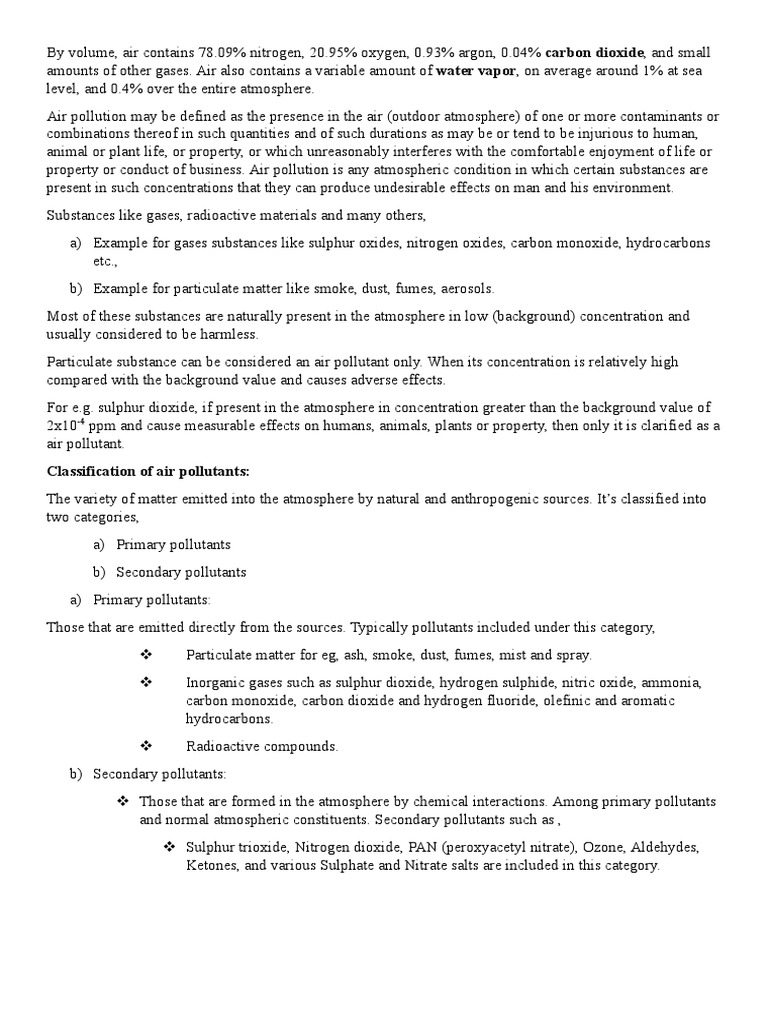 Classification of air pollutants | Particulates | Air Pollution