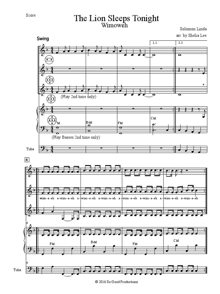 The Lion Sleeps Tonight Sheet Music | PDF