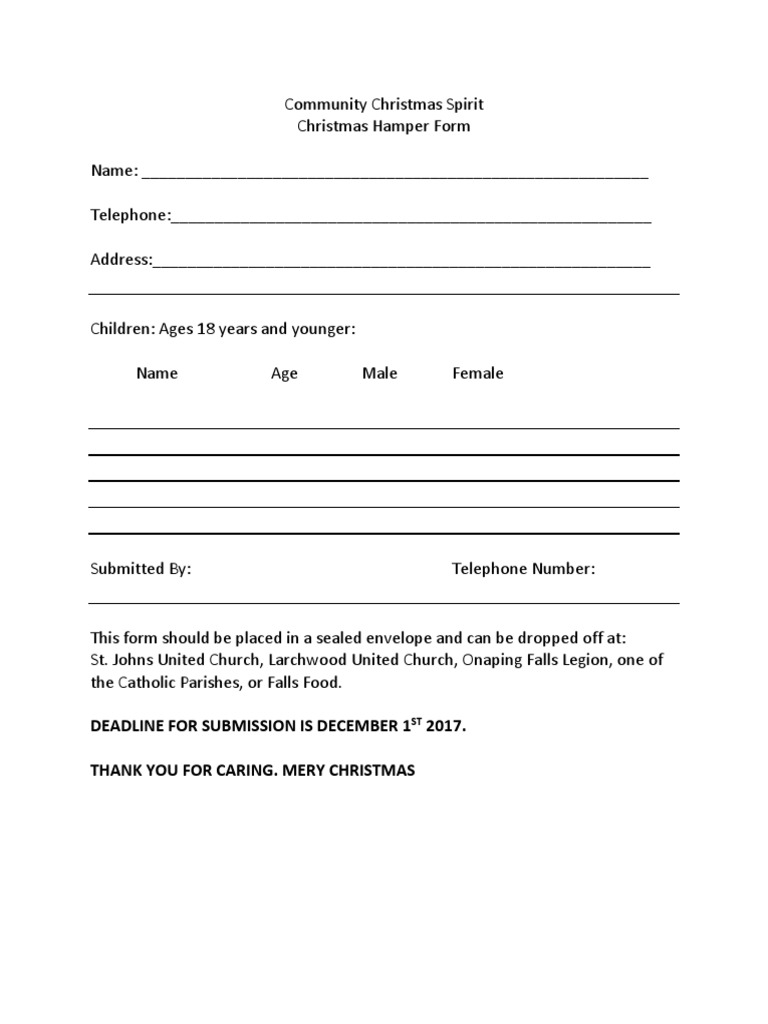 Hamper Form 2017 | PDF | Social Science | Wellness