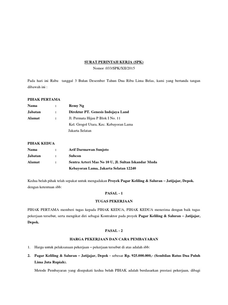 SPK Pagar Keliling | PDF