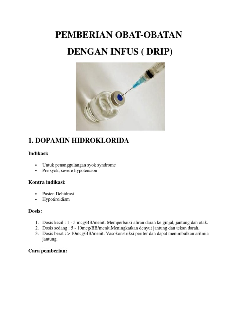 Pemberian Obat IV Drip | PDF