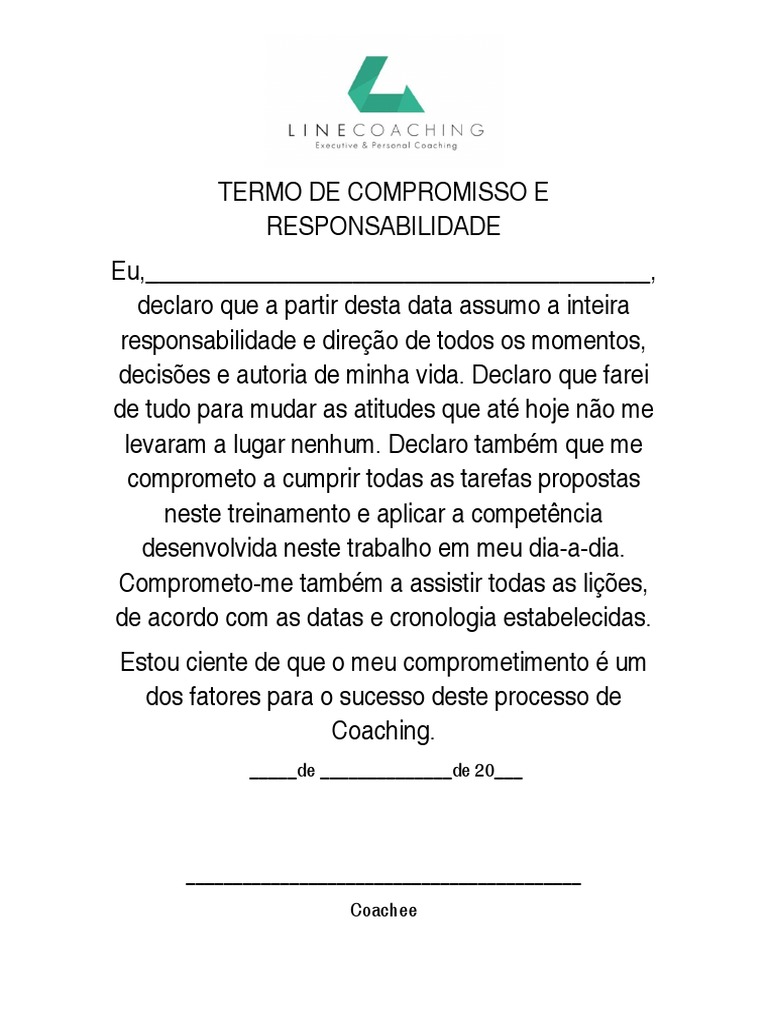 Termo de Compromisso e Responsabilidade 1 Termo de Compromisso e Responsabilidade 1