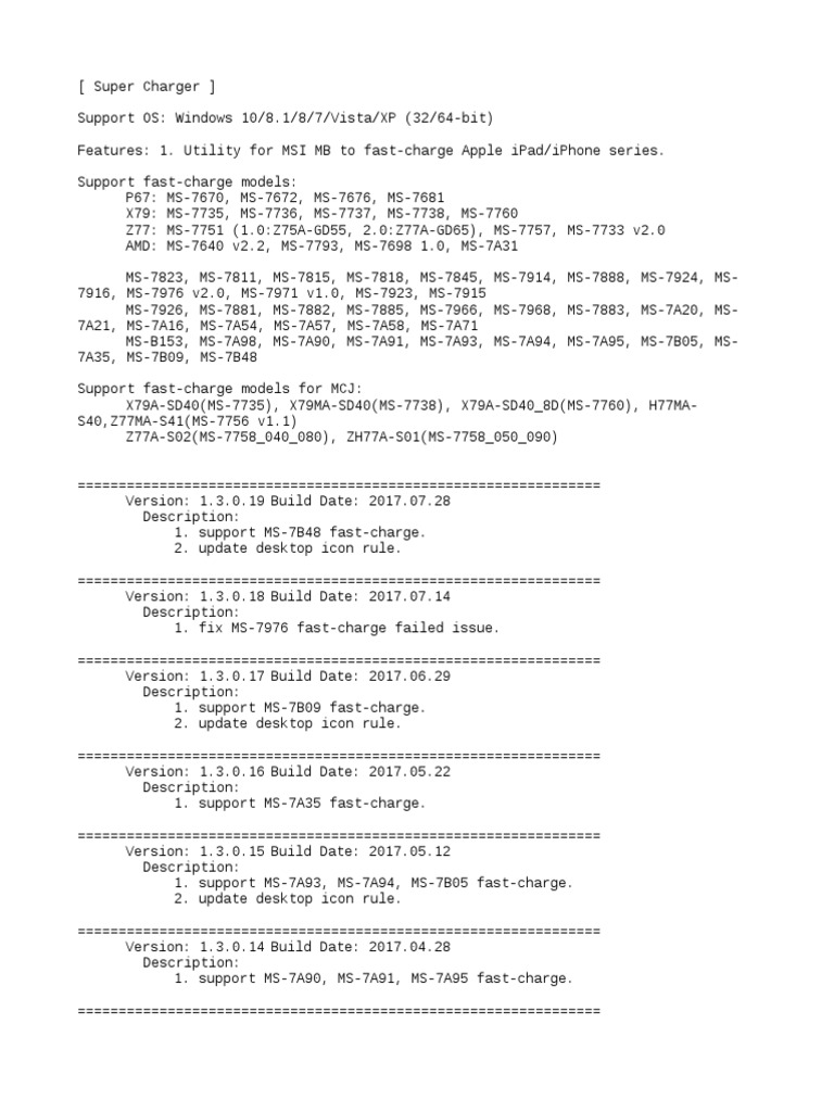 Super Charger ReleaseNote | PDF | Operating System Families | Computing Platforms