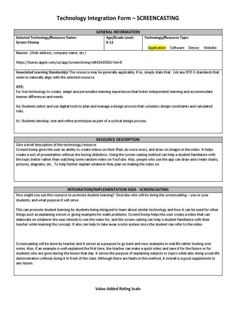 Technology Integration-Screencasting | PDF | Teaching | Learning