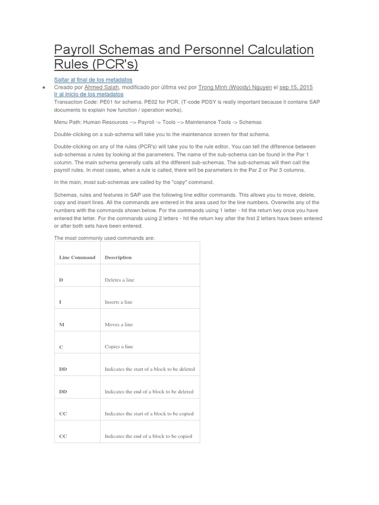 Payroll Schemas and Personnel Calculation Rules (PCR'S) : Saltar Al ...