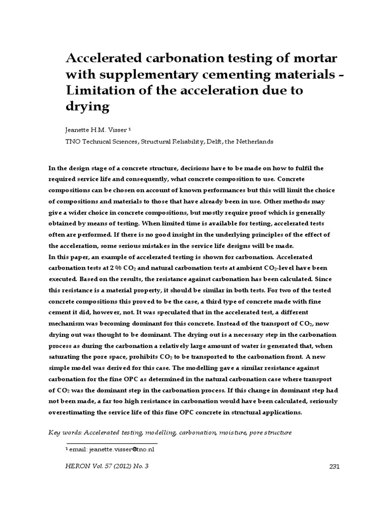 Accelerated Carbonation Testing of Mortar With Supplementary Cementing ...