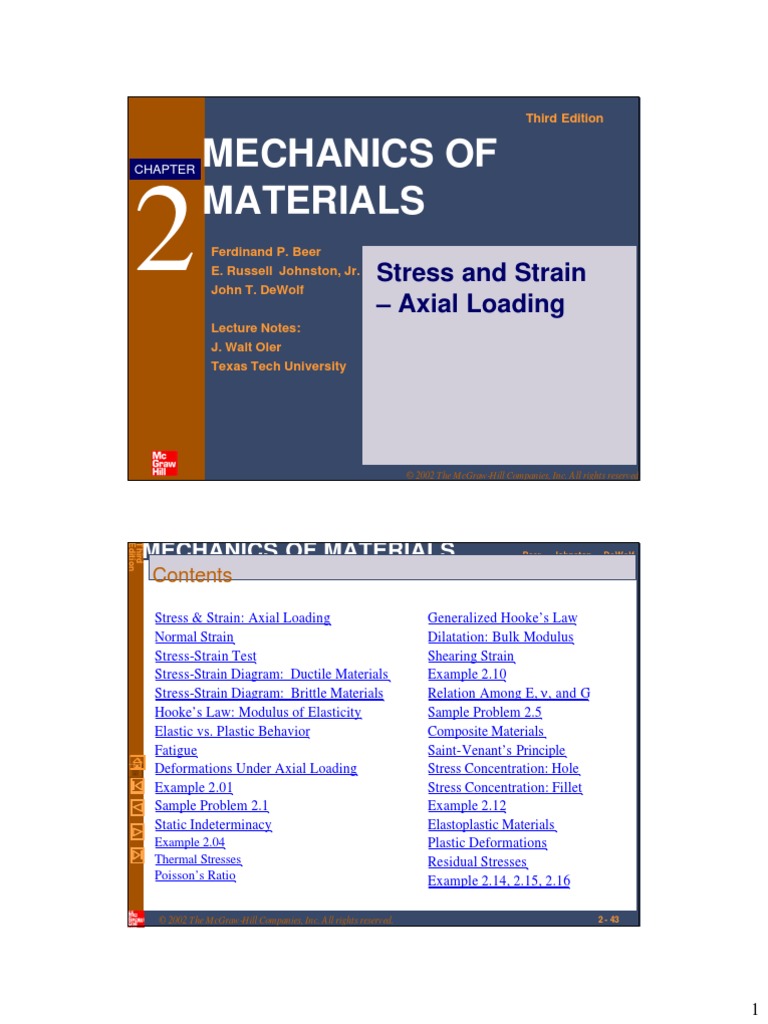 Mechanics of Materials: Stress and Strain - Axial Loading | PDF ...