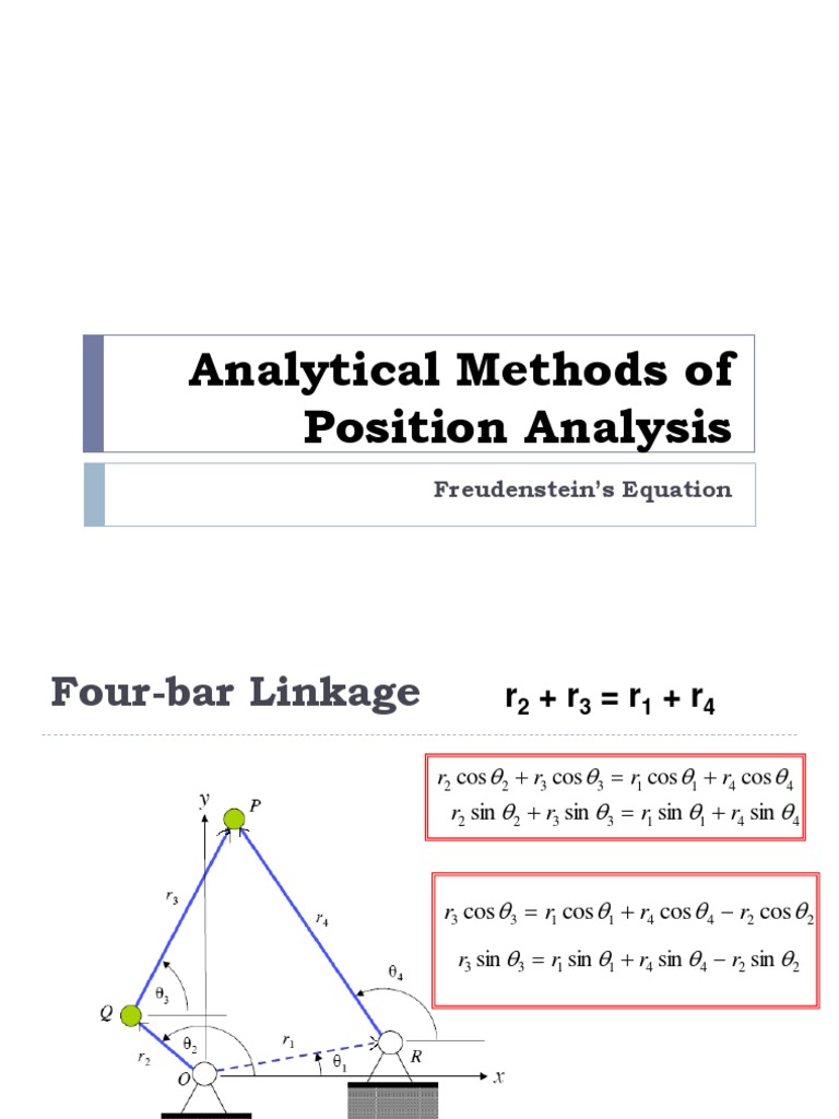Analytical Methods of Position Analysis: Freudenstein's Equation ...